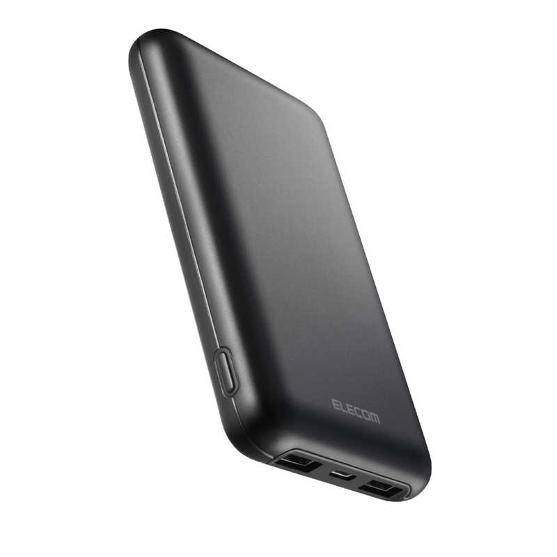 エレコム ELECOM モバイルバッテリー/リチウムイオン電池/薄型/PD20W/10000mAh/USB Type-C入出力1ポート/USB-A出力2ポート/ブラック DE-C44 ...